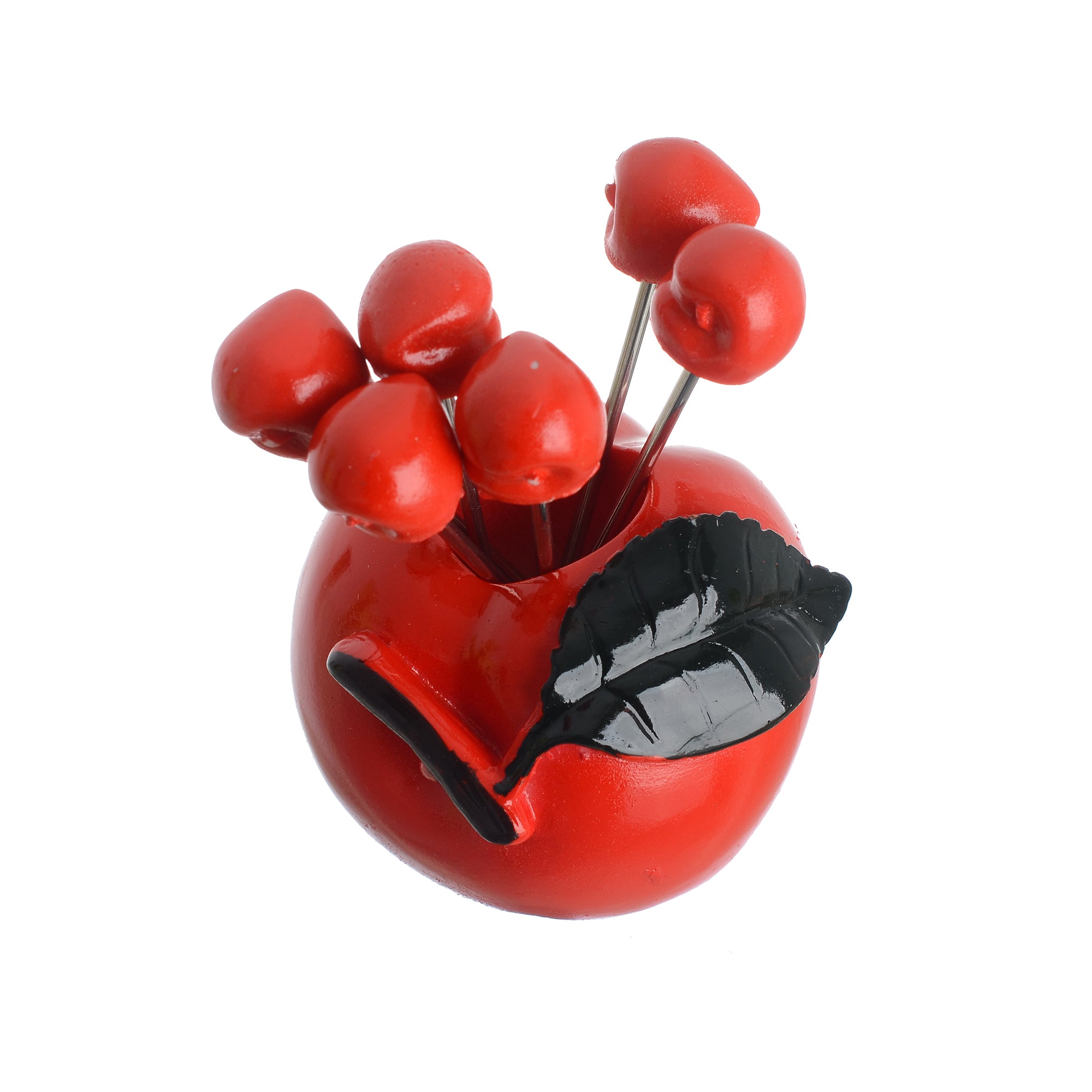 Peach-shaped fruit forks set, 7 pieces, red – Akher El Ankoud - اخر ...